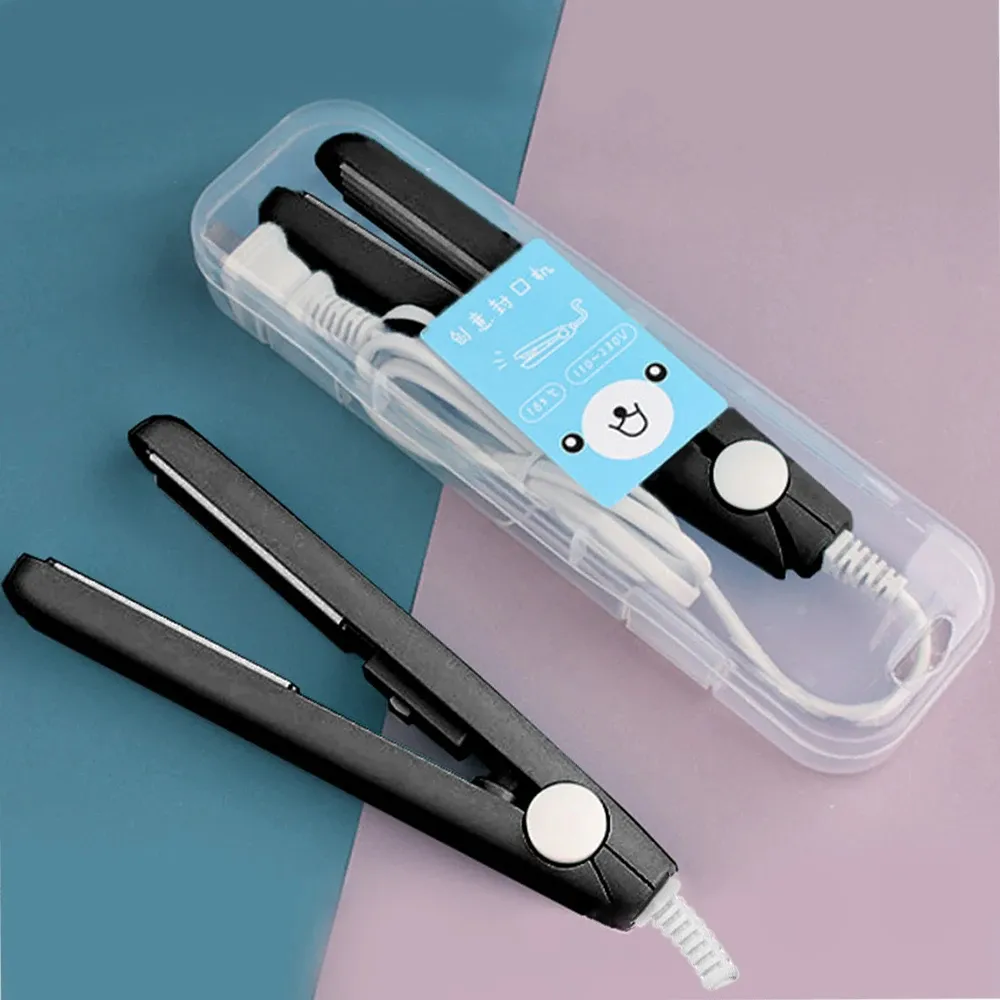 2-in-1 Mini Ceramic Flat Iron Hair Straightener and Curling Wand Set w ...