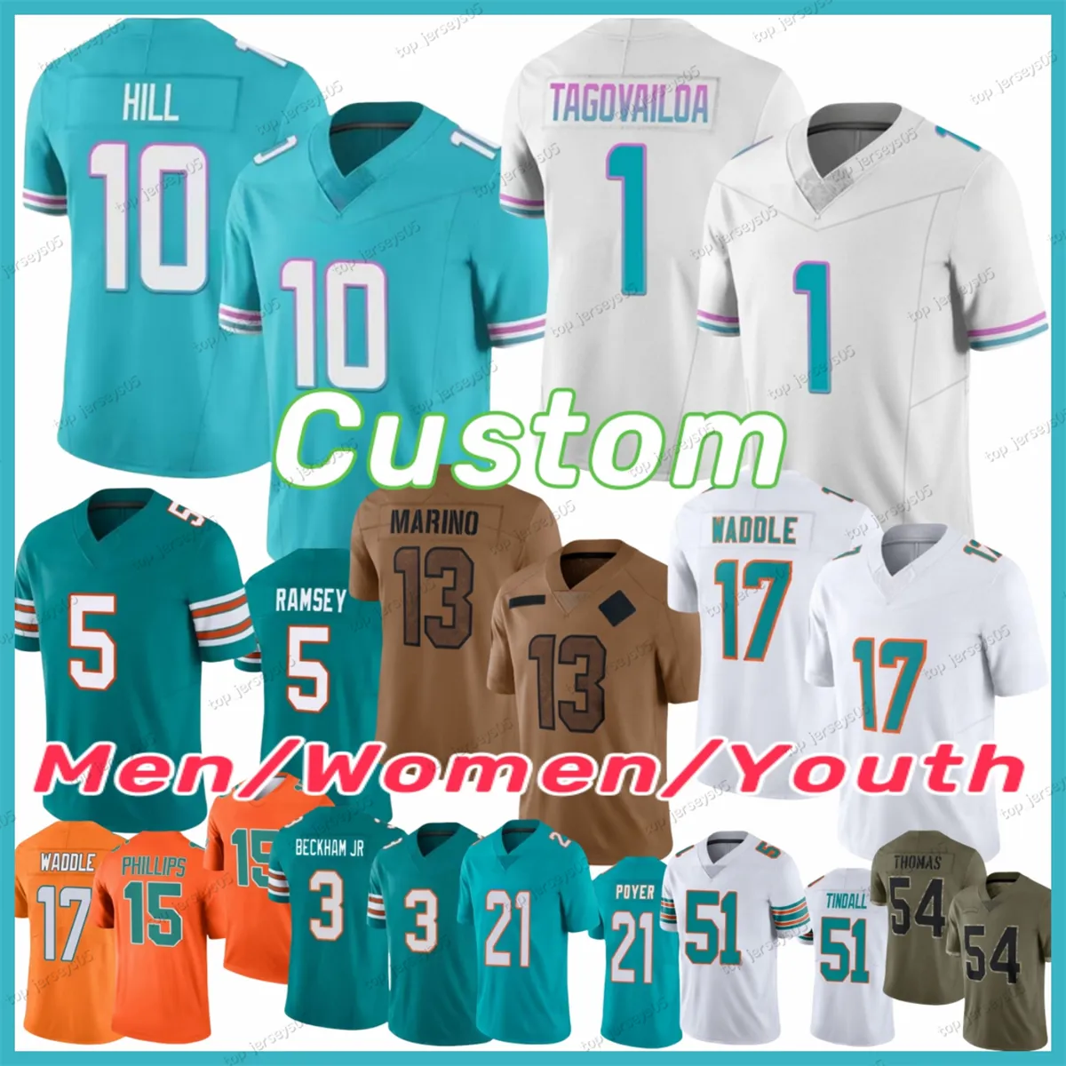 10 Tyreek Hill Football Jersey Odell Beckham Jr Jaylen Waddle Tua ...