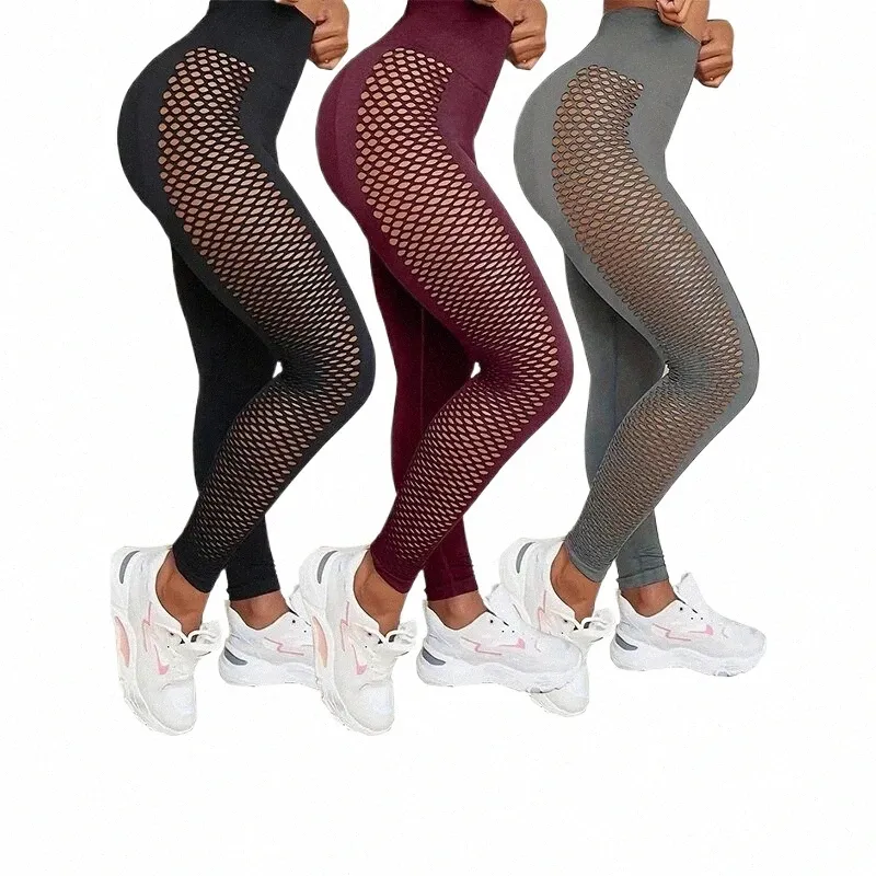 Super Elastic Fishnet Yoga Net Leggings For Ladies For Women SXY Seaml ...