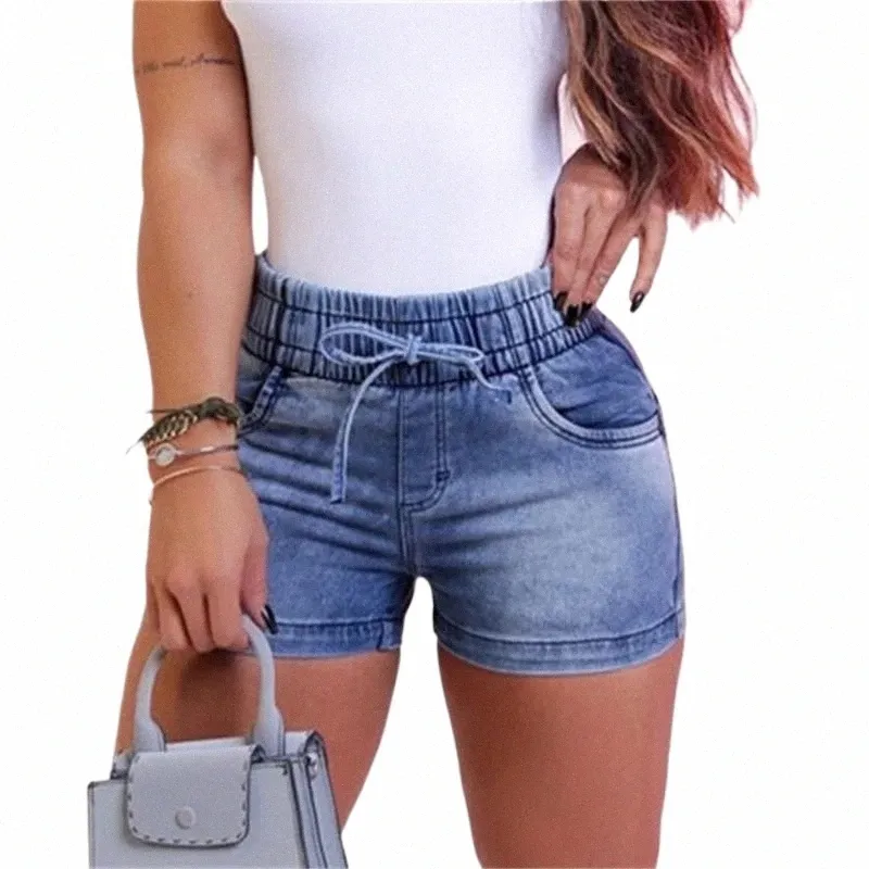 DHgate.com:High-Waist Lace-Up Denim Shorts: Summer Stretch Jeans for ...