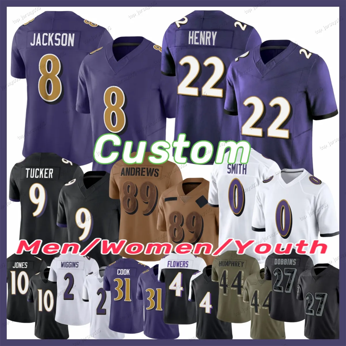 8 Lamar Jackson Football Jersey Derrick Henry Mark Andrews Justin ...
