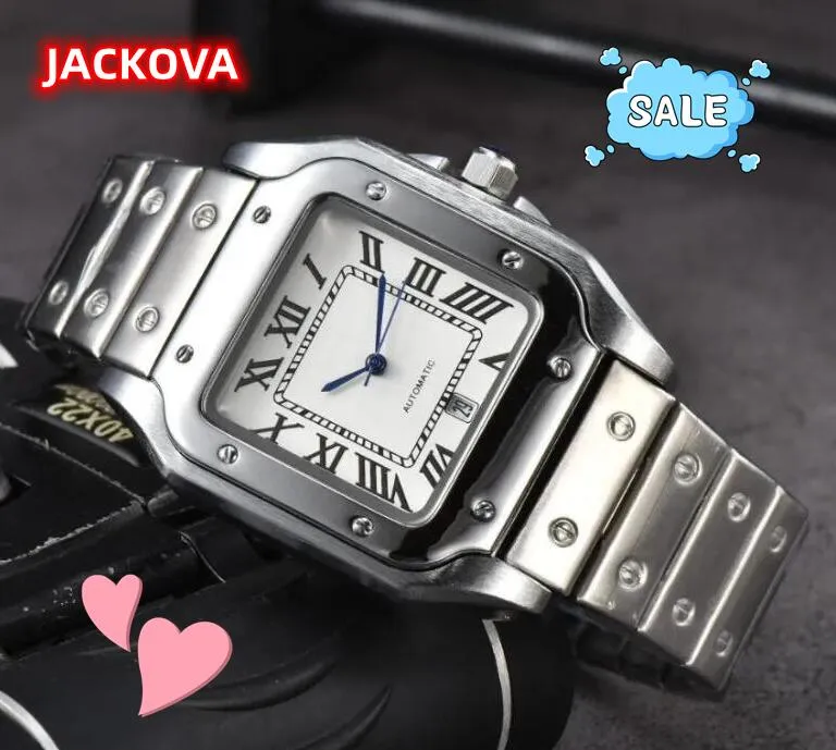 Mens 43mm Square Dial Quartz Watch With Auto Date, Big Tank Roman ...
