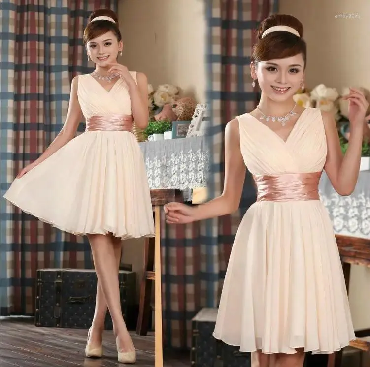 Short Champagne Colored Dresses Champagne Bridesmaid Dress 2024 New