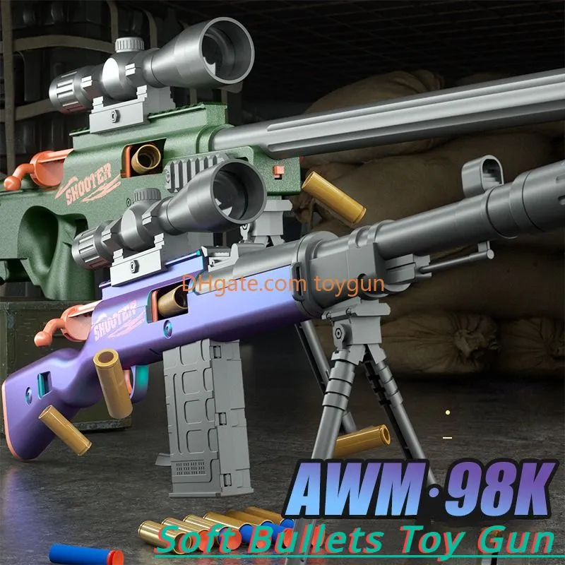 DIY AWM 98K Soft Bullet Rifle Toy Gun Detachable Shell Ejected Look ...