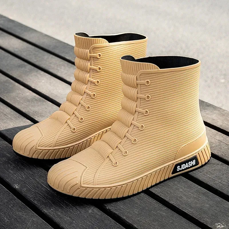 Unisex Rubber Rain Boot Ankle Waterproof Non-Slip Chelsea Booties Men ...