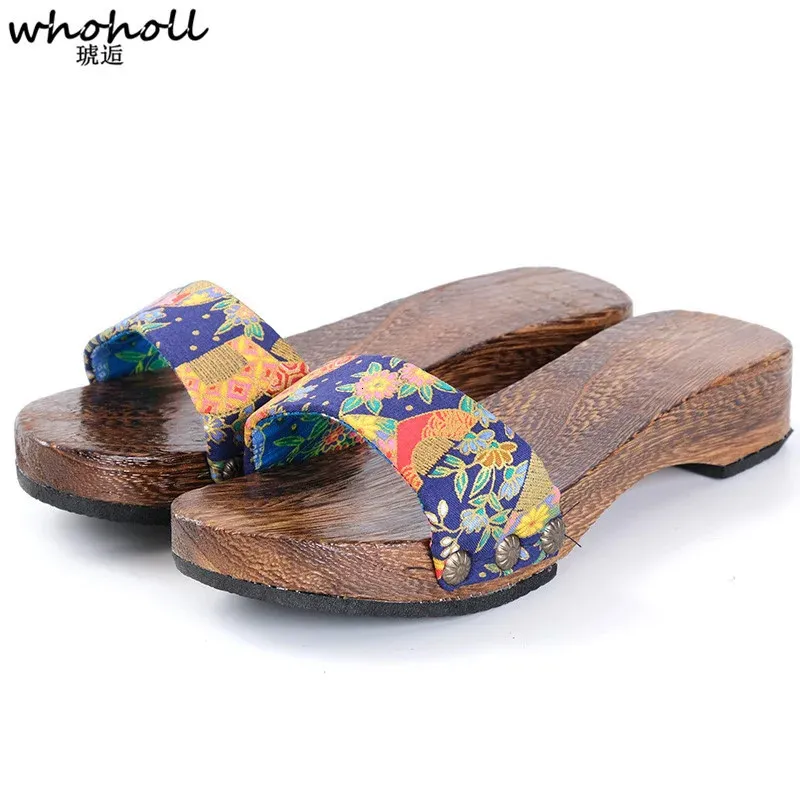 WHOHOLL Traditional Japanese Geta Cosplay Kimono Clogs - Women's Wedge ...