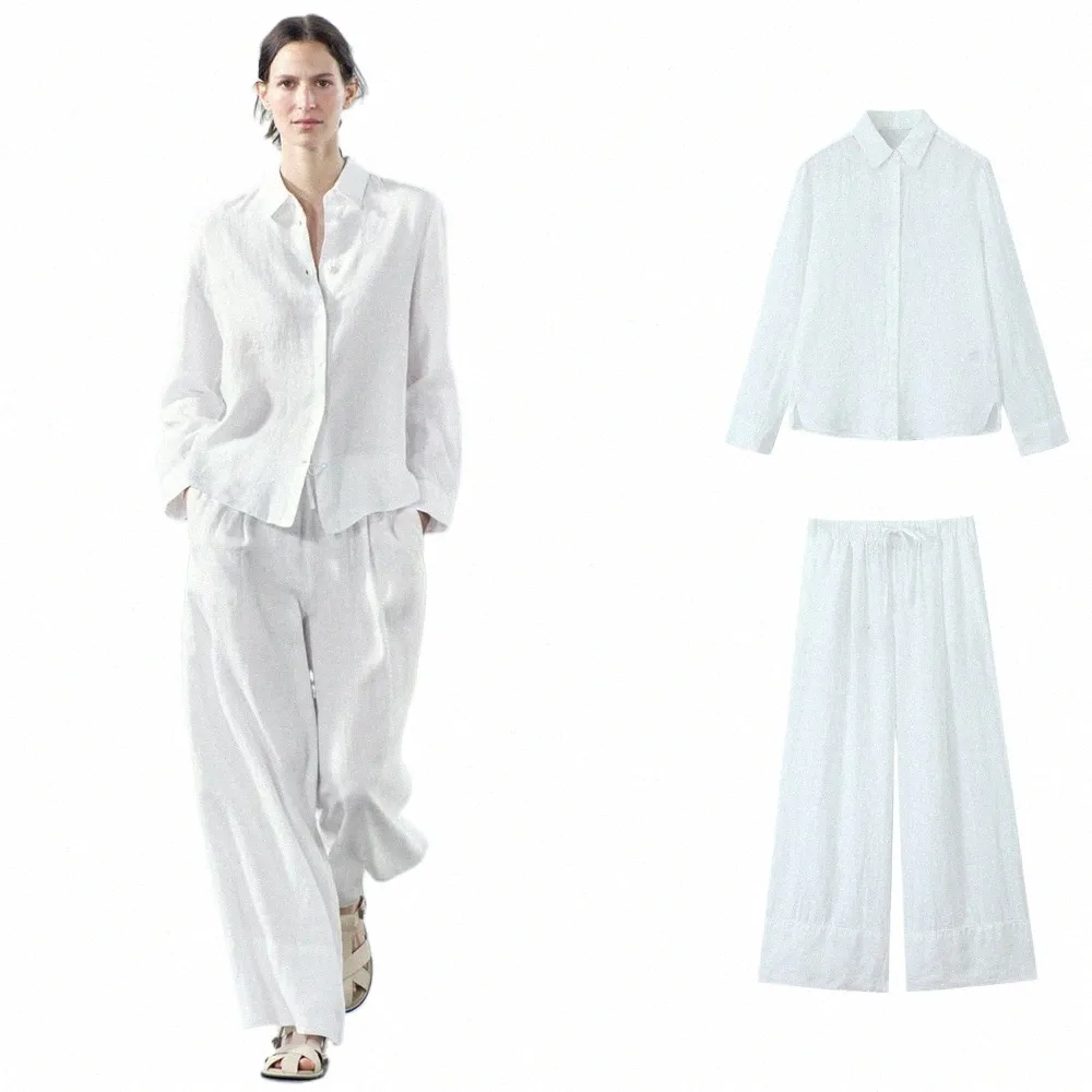 2024 Womens Summer Minimalist Polo Neck Linen Linen Shirt Women With ...