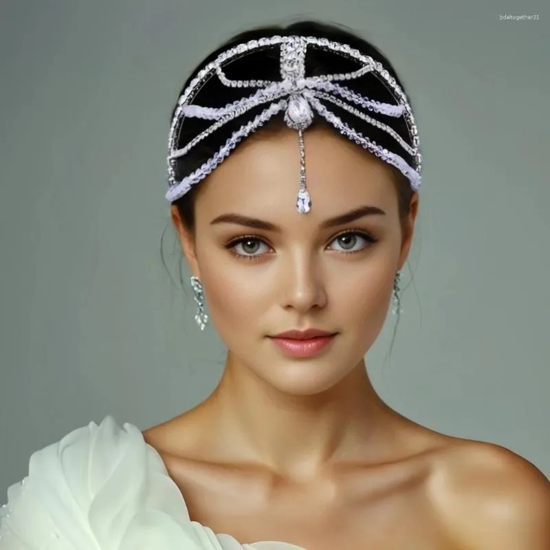 Sparkling Crystal Bridal Forehead Headband: Exquisite Rhinestone Hair ...