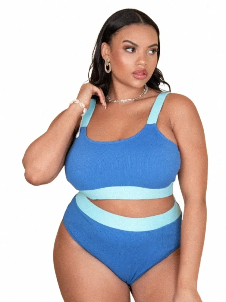 Plus Size Womens 2024 Two Piece Plus Size Swimwear Set Swimwear For