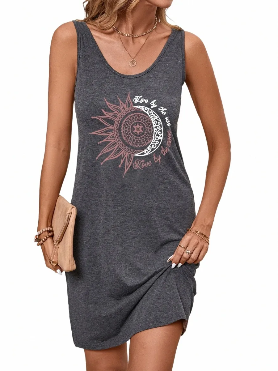 Sun God Printing Women Slim Lg Dr Summer Sexy Sleevel Bodyc Dres Vacati ...