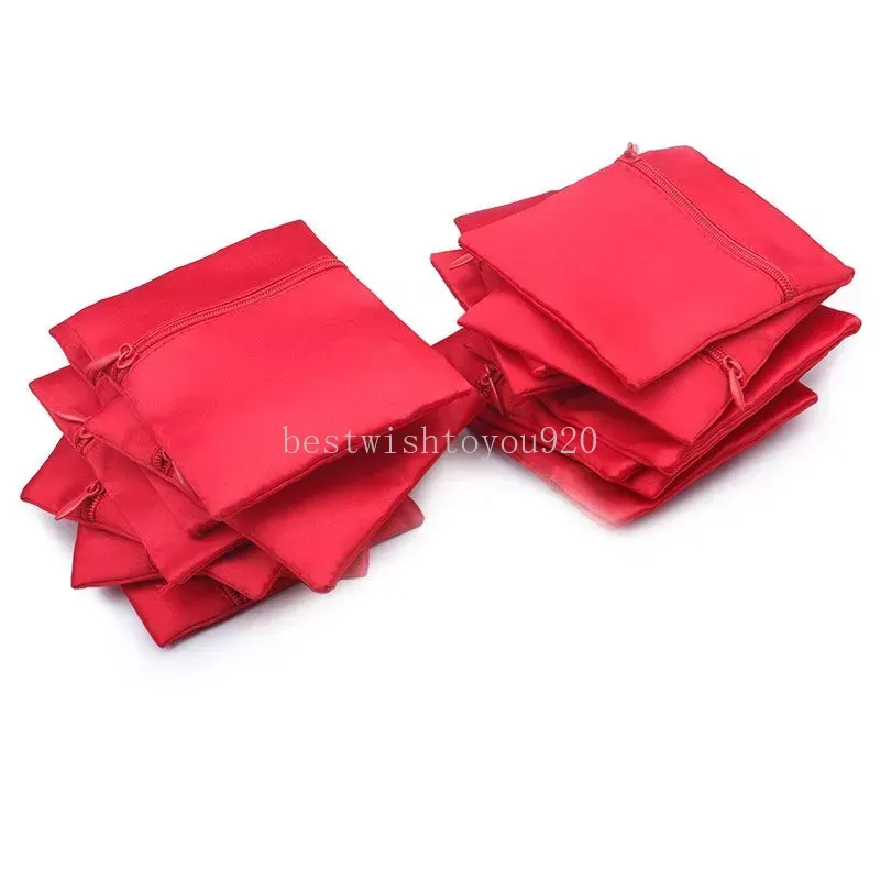 Chinese Style Red Jewelry Bags Zipper Pouches for Wedding Festival ...