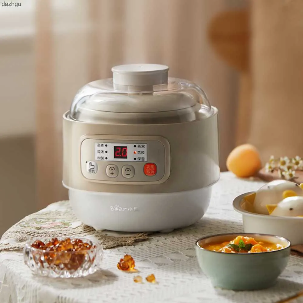 Electric Stew Cup 800ML Ceramic Slow Cooker Soup Casserole Porridge Pot ...