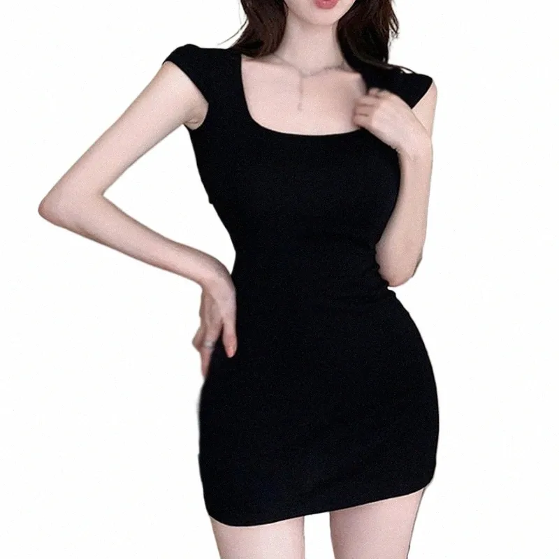DHgate.com:Body-hugging Square Neck Mini Dress in Premium Cotton Blend ...