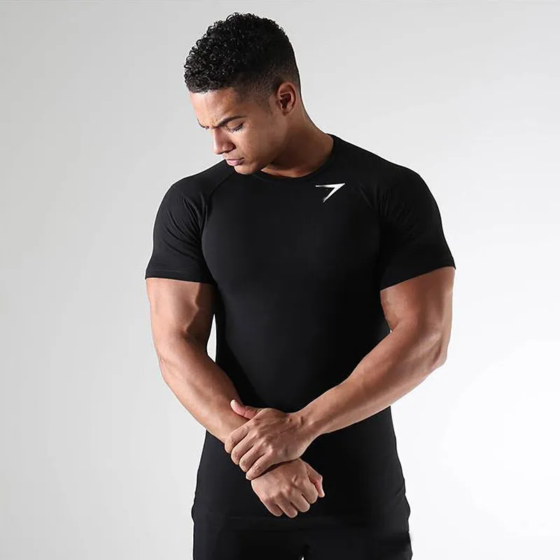Men's Summer Gym Quick Dry T-Shirt Fitness Workout Compression Shirt ...