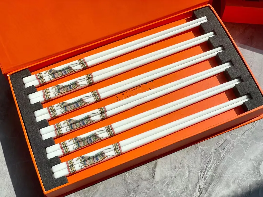 High-end Luxury Light Blue Chinese Bone China Chopsticks Set with Box ...