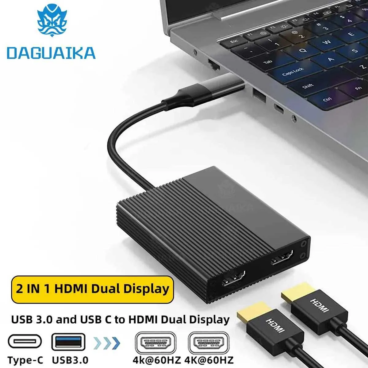 DHgate.com:4K USB Hub with Dual HDMI DisplayLink DL6950, USB C and USB ...
