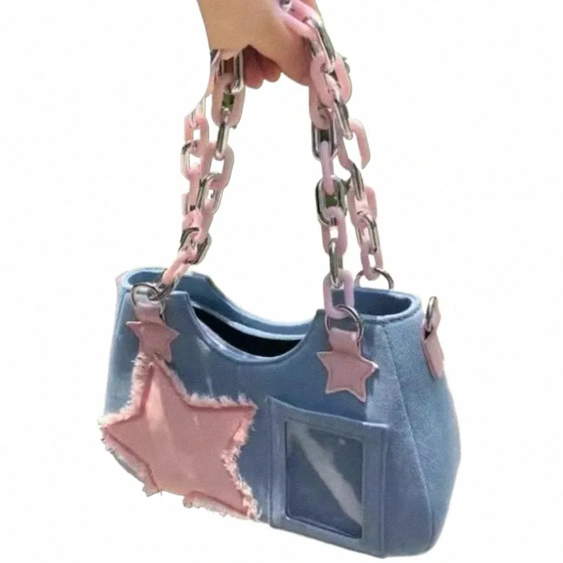 Vintage Star Handbags For Women Fi Shoulder Underarm Bag Ladies Denim ...