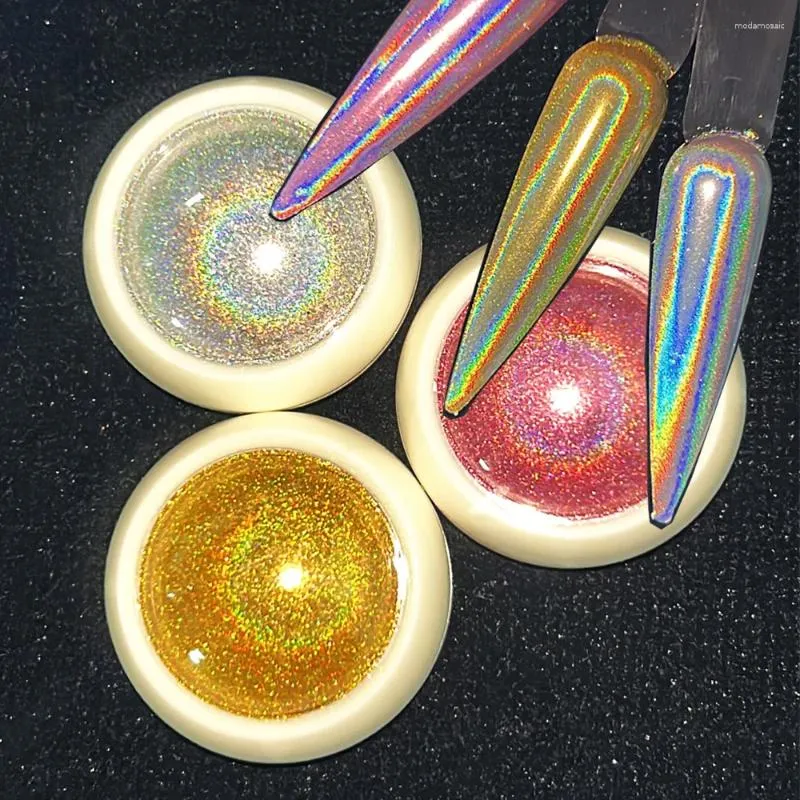 Holographic Nail Glitter Powder - Laser Chrome Shimmer for UV Gel ...