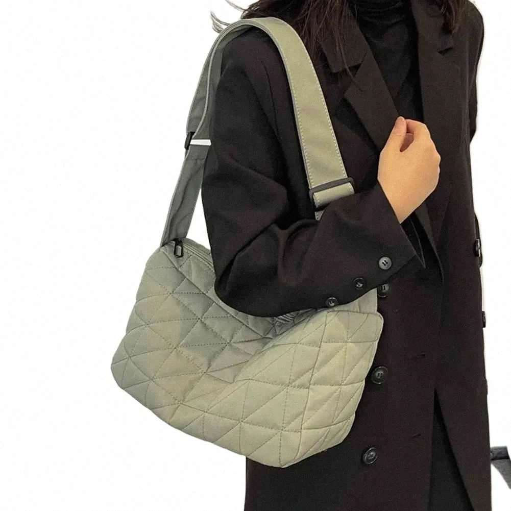 Rhinombus Pattern Quilted Handbag For Men, Women, And Youth Solid Color Shoulder Tote Lime Green ...