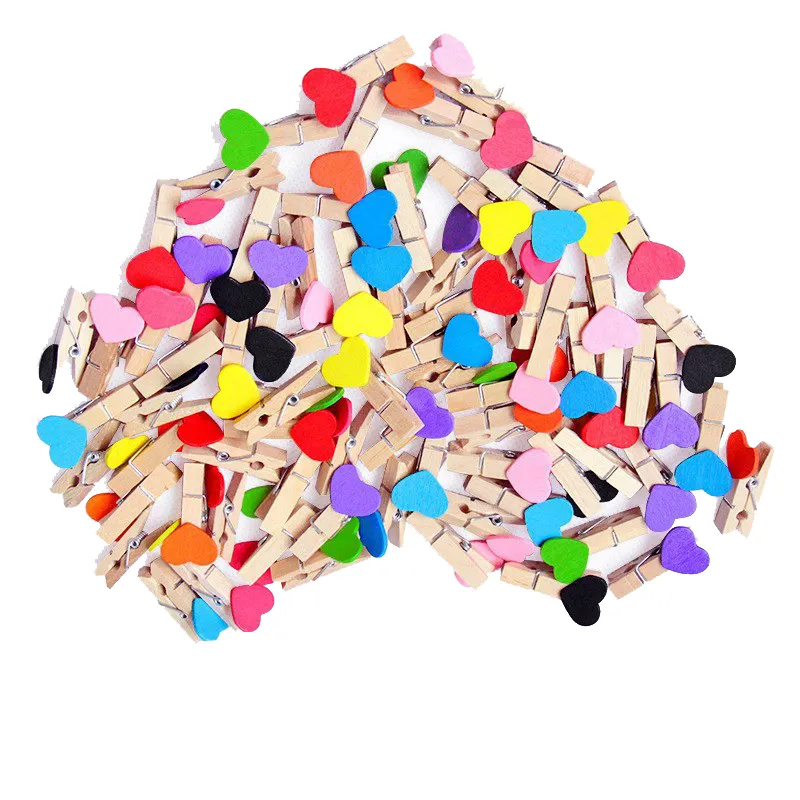 Colorful Mini Wooden Clips - Heart Clothespins for DIY Crafts, Photos ...