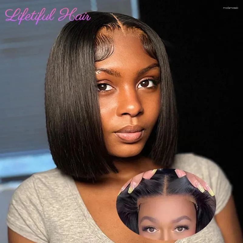 DHgate 4x4 Lace Closure Wig Human Hair Glueless Bob Translucent Pre Cut Straight Ready to Wear Hair Products