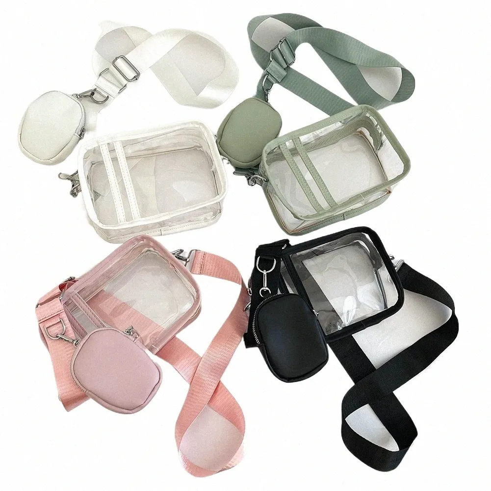 Square Sling Clear Crossbody Bag Transparent PVC Commute Clear ...