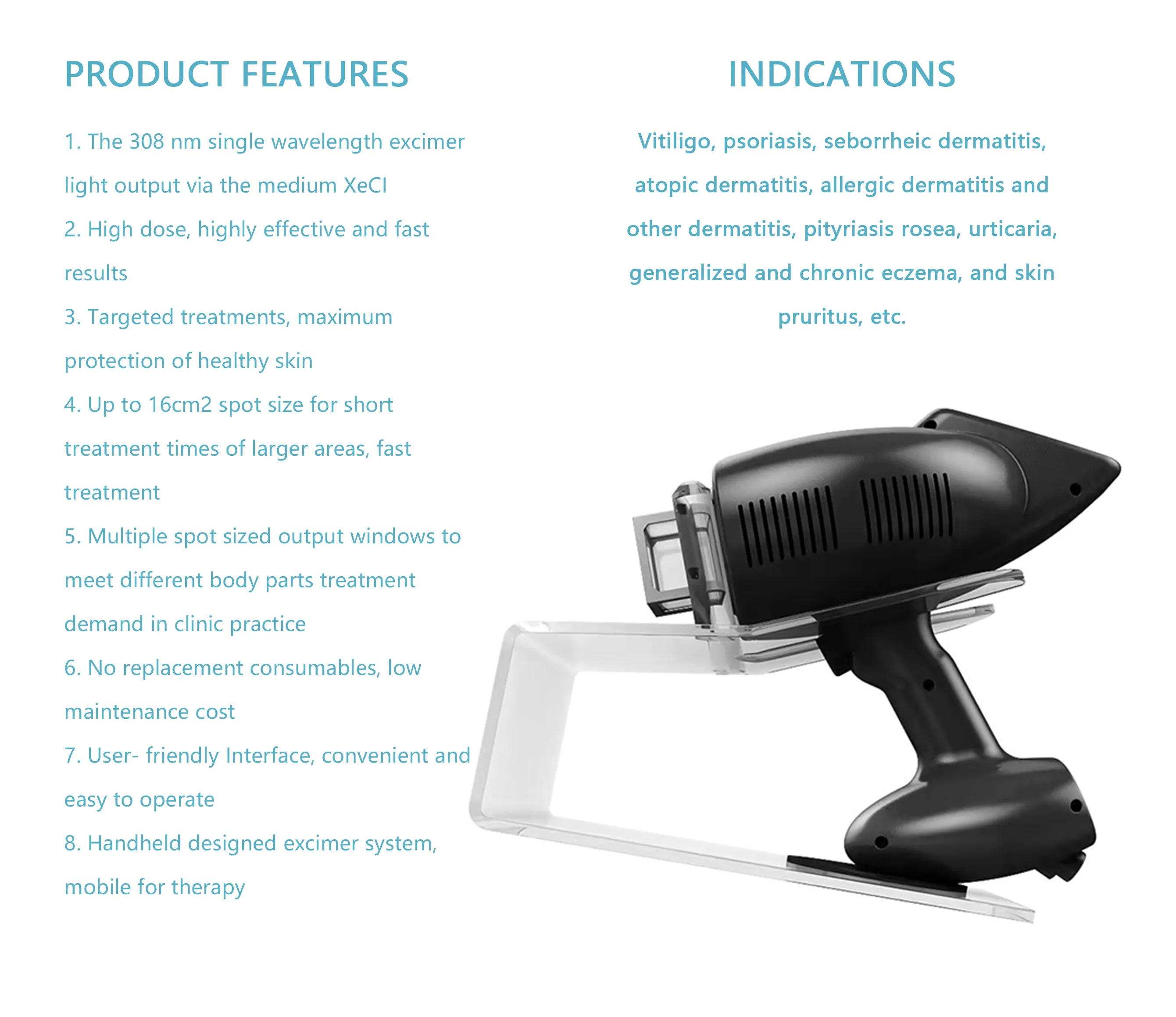 Portable 308nm Excimer Laser Device for Psoriasis Vitiligo Treatment ...