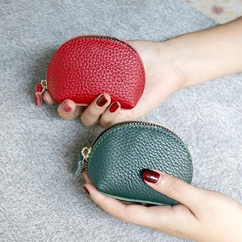 Soft Cowhide Mini Wallet For Women Shell Shape Deerskin Coin Purse ...
