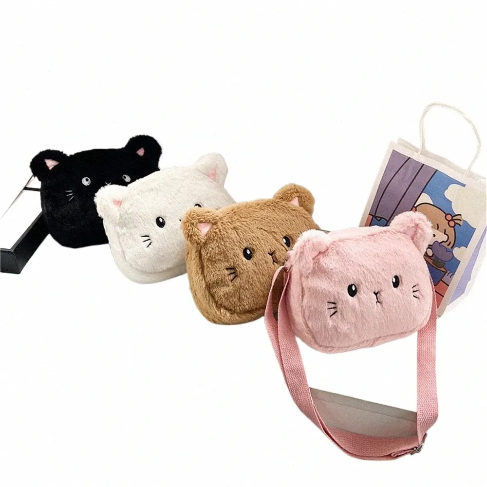 New Cute Soft Plush Childrens Shoulder Bag Carto Cat Baby Girls Menger ...