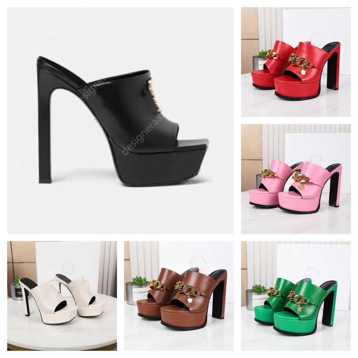 Bulk Famous Designer Womens Platform Slides Chunky Heel... At Only $72. ...
