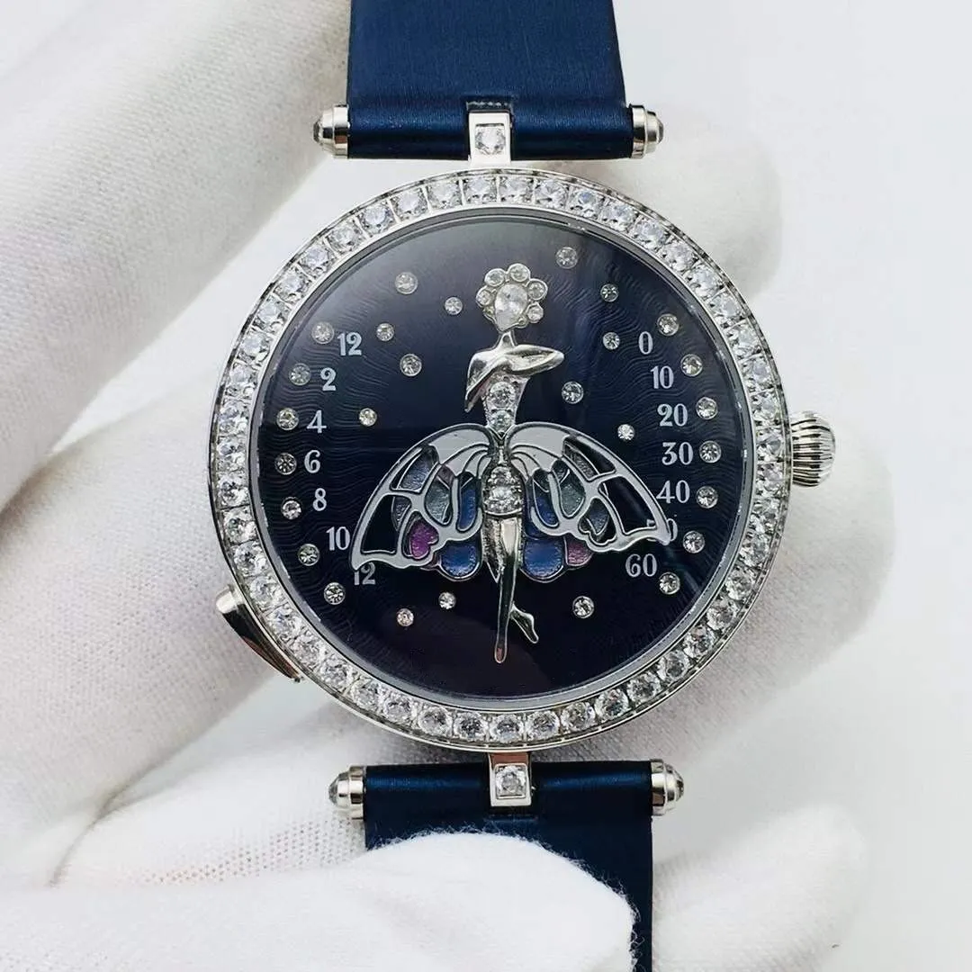 Classic Ballet Dancer Leather Quartz Watch Crystal Angel Wing Design ...
