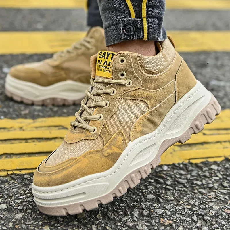 Casual Shoes Men Platform Shoes Retro Nubuck Hard Wearing Male Sneakers ...
