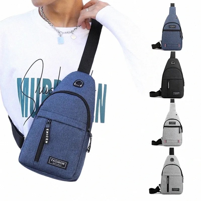 Designer Mens USB Chest Bag PU Leather Crossbody Sports Shoulder Bag ...