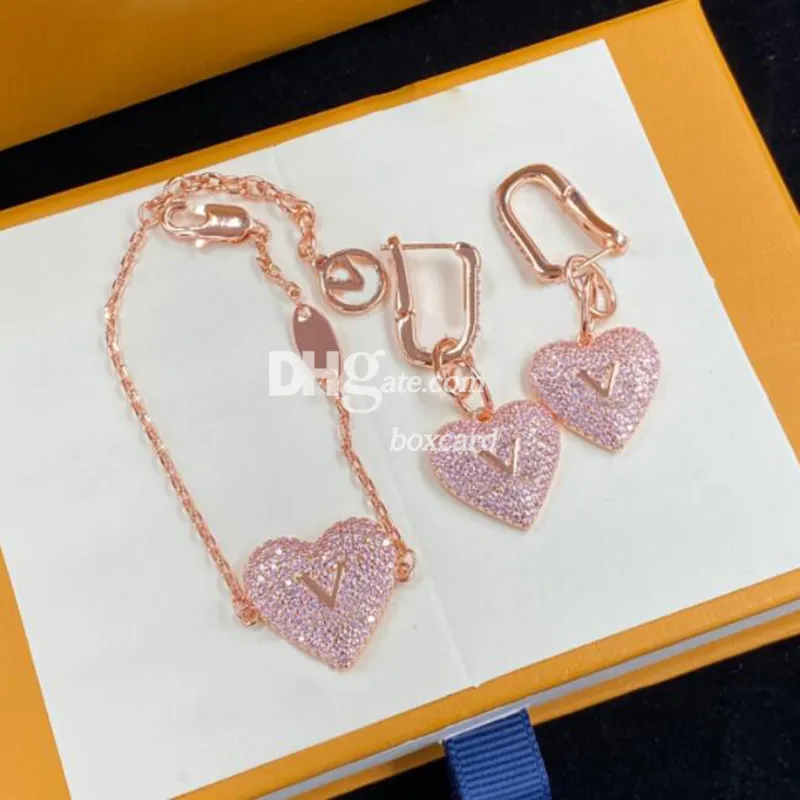 DHgate.com:Luxury Diamond Earrings Chain Bracelet Sets: Sparkling Heart ...