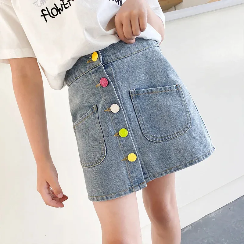 DHgate.com:Girls Denim Jean Skirts with Colored Buttons - Summer ...