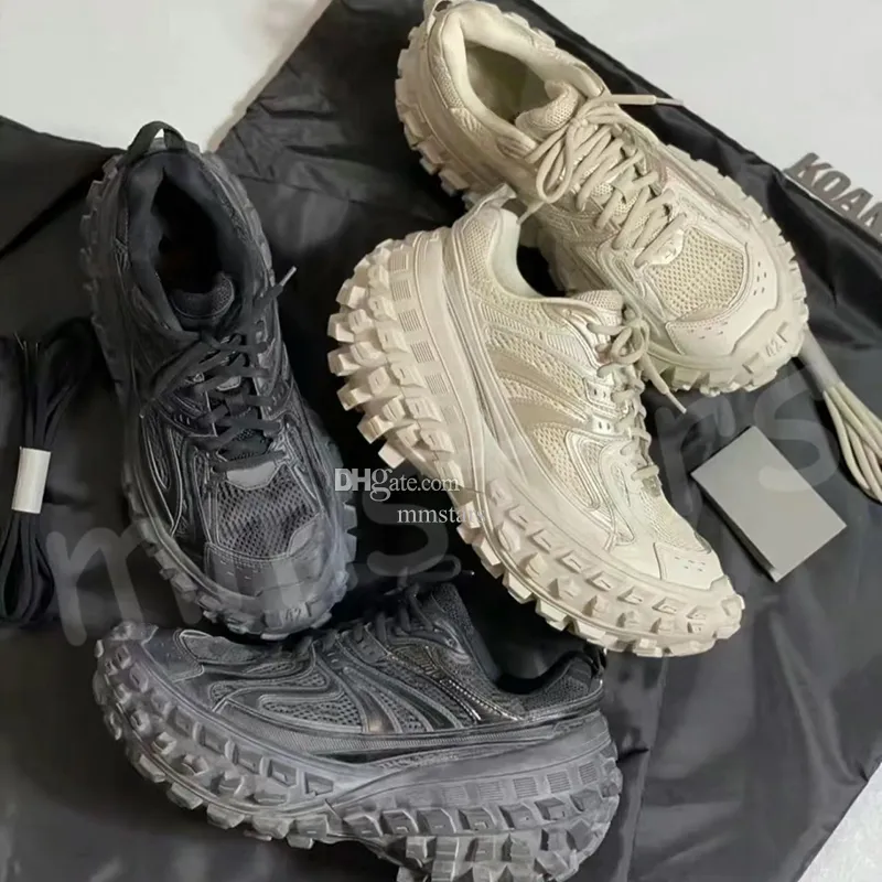 Tire Shoes Superchunky Defender Sneakers - Beige and Dark Green Mesh ...