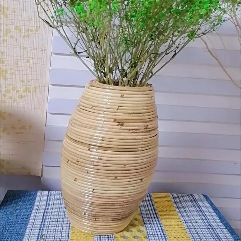 Indonesian Rattan Vase For Pampas Grass Handmade Cane Ins Style Floor ...