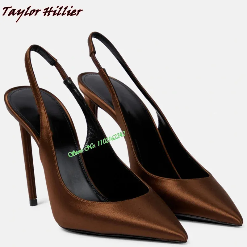Spring And Autumn Retro Satin Pumps Fashionable Pointed Stiletto Heels ...