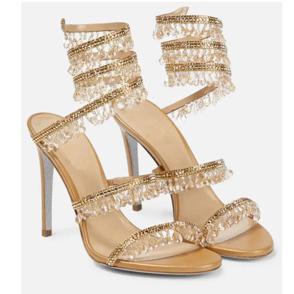 Rhinestone Tassel Crystal Sandals: Twining Stiletto Heel Sandals for ...