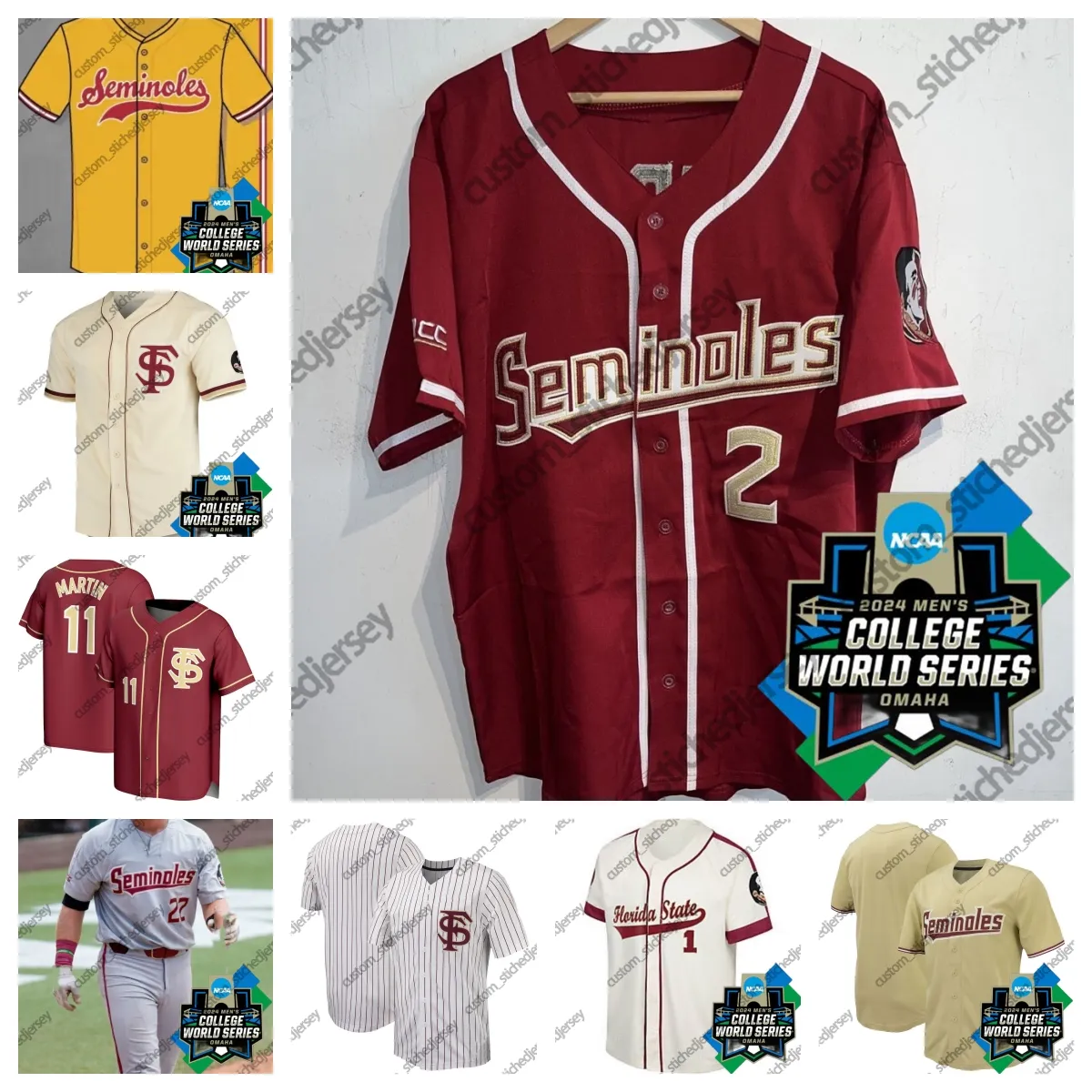Buster Posey FSU Baseball Jersey Custom Stitched Mike Martin 39, Deion ...