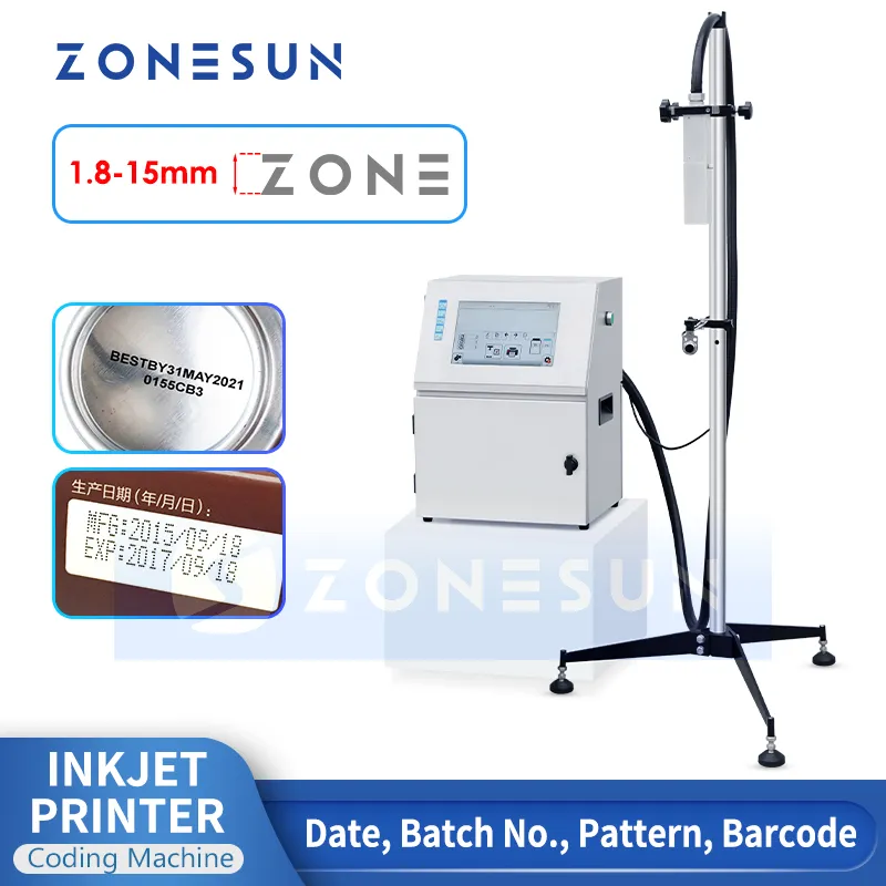 Qr Barcode Label Printer Tabletop Inkjet Coding Machine: 15mm Print Height, Batch Expiry Date ...