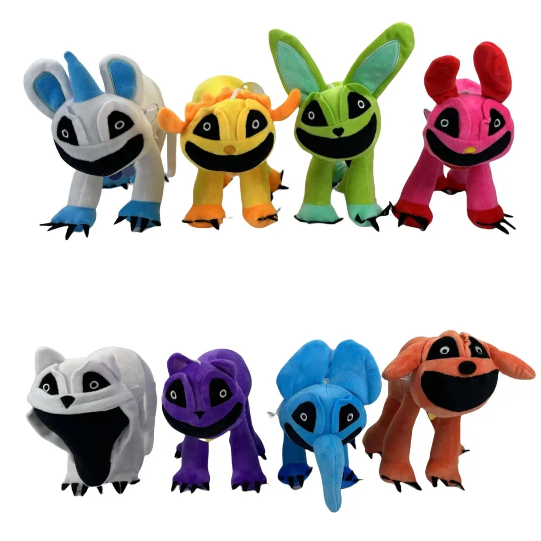 Adorable Horror Animal Plush Toys: Purple Cat & Green Rabbit Figurines ...