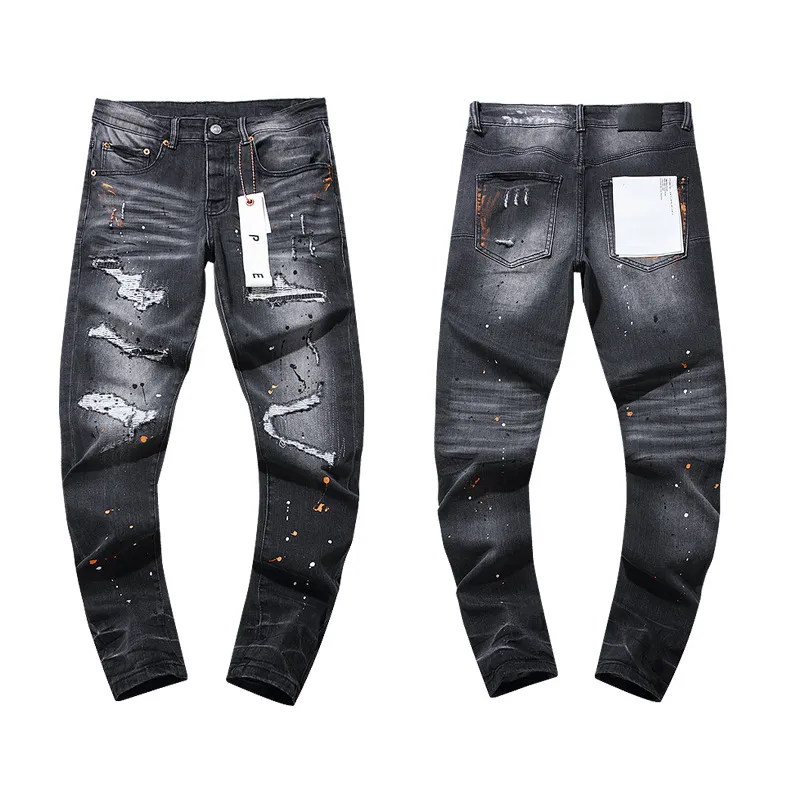 Versatile Retro Designer Black Stretch Jeans For Men And Women Classic ...