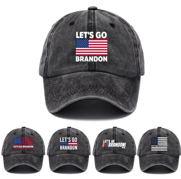 Let's Go Brandon Black Gray Washed Cotton Baseball Cap 2024 FJB Print ...