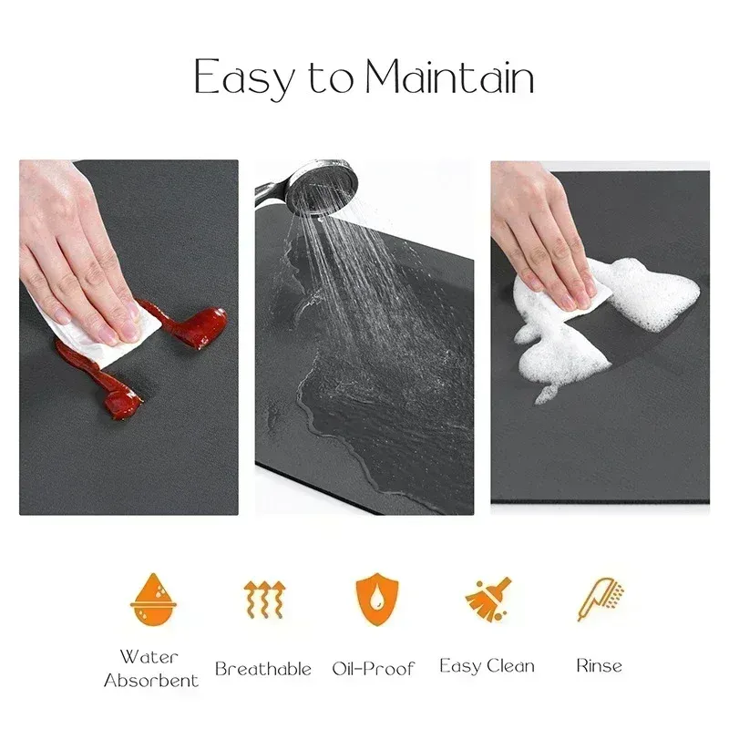 Dish Sink Mat: Water Absorbing Mats, Grey Rubber Dish Drying Pad, Super ...