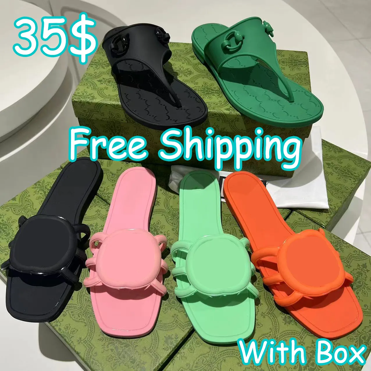 Luxury Interlocking Slide Sandal Womens Designer Flat Beach Summer ...