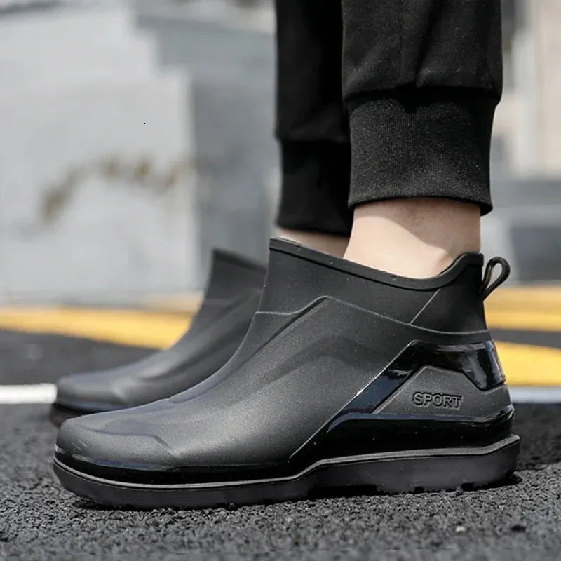 Men's Short Barrel Rain Boots: Durable, Waterproof, Anti-Slip Rubber ...