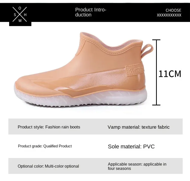 Short Tube Waterproof Rubber Rain Boots for Women Outdoor Fishing Non ...