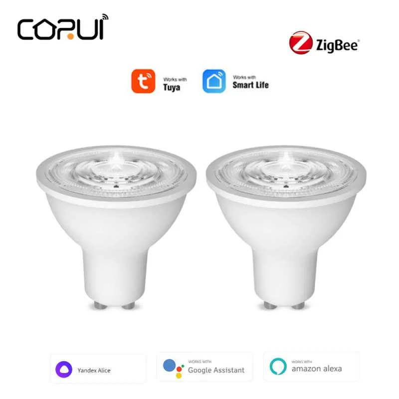 CORUI Tuya Smart GU10 LED Light Bulb RGB+CCT Dimmable 36° Beam Angle ...