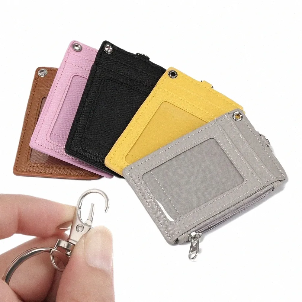 PU Leather Bus Card Holder With Clip Wallet With Keychain And Coin ...